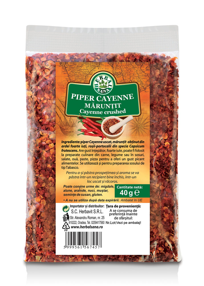 PIPER CAYENNE MĂRUNȚIT – 40G - HerbalSana